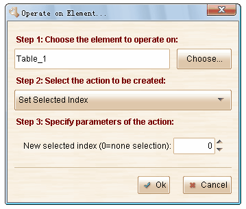 Reference > Actions > Operate on Element... > Set Selected Index